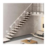 China Factory seller wood staircase single keel height quality wood straight stair for sale