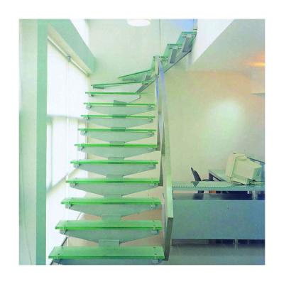 China Indoor glass stairs mono beam Straight low price glass staircase for sale