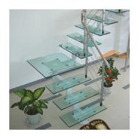 China Indoor glass stairs mono beam Straight low price glass staircase for sale