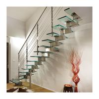 China Indoor glass stairs mono beam Straight low price glass staircase for sale