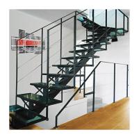 China Indoor glass stairs mono beam Straight low price glass staircase for sale
