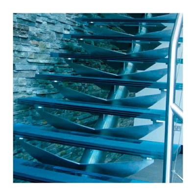 China Glass staircase design single stringer tempered glass circular staircase for sale