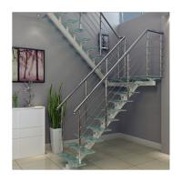 China Modular glass stairs suppliers mono beam natural straight glass panels staircase for sale