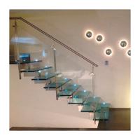 China Modular glass stairs suppliers mono beam natural straight glass panels staircase for sale