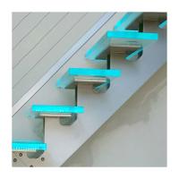China Glass tread stairs mono stringer straight glass stainless steel staircase for sale