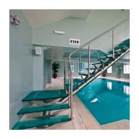 China Glass tread stairs mono stringer straight glass stainless steel staircase for sale