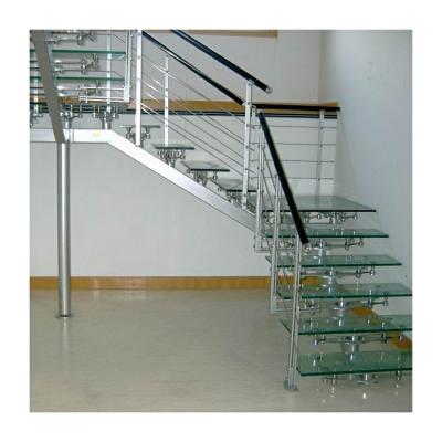 China Glass staircase price mono beam straight steel structural glass staircase for sale