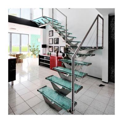 China Glass railing stairs mono keel straight glass blustrades staircase for sale