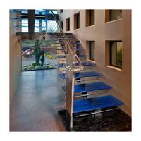 China Glass railing stairs mono keel straight glass blustrades staircase for sale