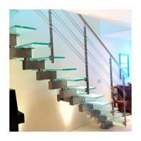 China Stainless steel glass stair mono keel straight steel railing for glass staircase for sale