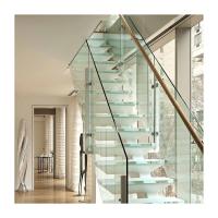 China Bespoke glass staircases single stringer glass step price staircase for sale