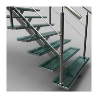 China Firm laminated glass tread stair unique keel used glass balustrade staircase for sale
