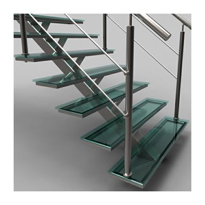 China Firm laminated glass tread stair unique keel used glass balustrade staircase for sale