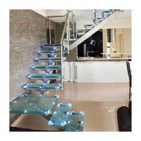 China Firm laminated glass tread stair unique keel used glass balustrade staircase for sale