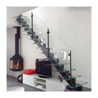 China Glass staircases mono keel straight frosted glass staircase for sale