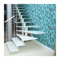 China Fashion glass stairs one beam mono keel straight glass tread glass railing staircase for sale