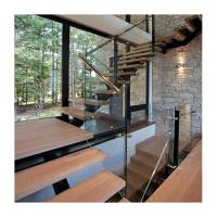 China Factory supply outdoor wood stairs customize central keel straight flight staircase for sale