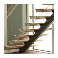 China Factory supply outdoor wood stairs customize central keel straight flight staircase for sale