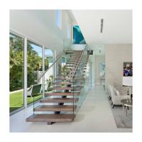 China Factory supplying teak wood stairs single keel new wooden straight stairway for sale