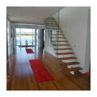 China Factory supplying teak wood stairs single keel new wooden straight stairway for sale