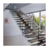 China Original factory timber box steps stairs mono beam modern wooden straight stairway for sale