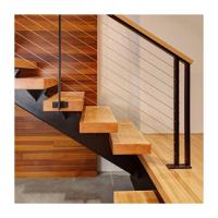 China Factory seller timber tread spiral stair single keel glass wood straight stairway for interior for sale