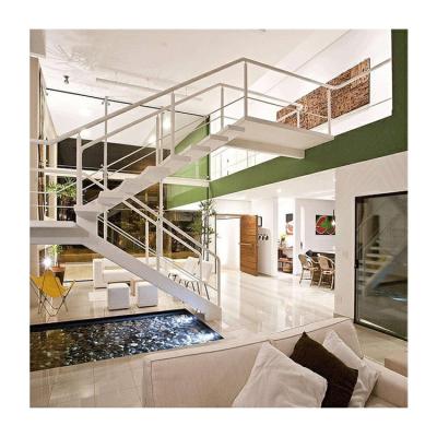 China Original factory glass railing wood stair price central stringer decorative glass/wood straight stairway for sale