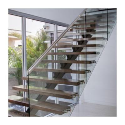 China Made in China timber stair mono keel wooden tread straight stairway for sale