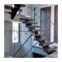 China Made in China timber stair mono keel wooden tread straight stairway for sale
