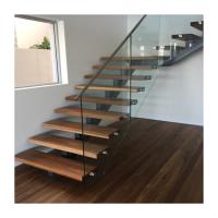 China Townhouse wood construction kit one beam prefab metal wood straight stairs for sale