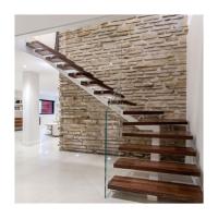 China Townhouse wood construction kit one beam prefab metal wood straight stairs for sale