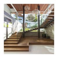 China Manufacturer supply wood loft stairs design single keel modern decorative straight wood stairs for sale