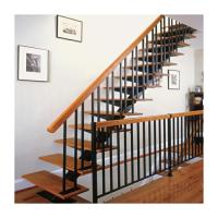 China Factory direct sales indoor wood staircase central stringer straight stairs plan for sale