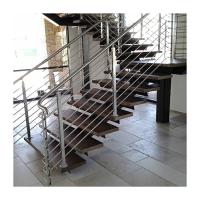 China Manufacturer supply wood steps staircase single keel straight stair railing for sale