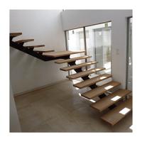 China Manufacturer supply wood steps staircase single keel straight stair railing for sale
