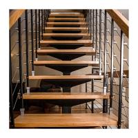 China Manufacturer supply wood steps staircase single keel straight stair railing for sale