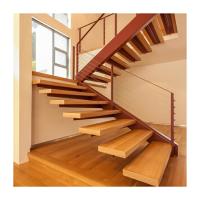 China Manufacturer supply wood steps staircase single keel straight stair railing for sale