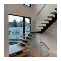 China Wholesale agent customize wood balcony banister central keel center beam wood tread straight stairway for sale