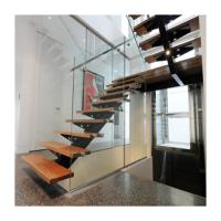 China Wholesale agent customize wood balcony banister central keel center beam wood tread straight stairway for sale