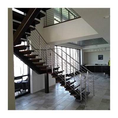 China Factory supply intreior all solid wood stair design central keel kempas solid wood straight stairway for sale