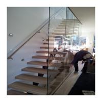China Factory supply intreior all solid wood stair design central keel kempas solid wood straight stairway for sale