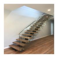 China WilliamArchi cable railing wood stairs single keel straight stairway wood oak steps stair for sale