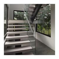 China WilliamArchi cable railing wood stairs single keel straight stairway wood oak steps stair for sale