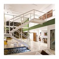 China Factory make wood stairs one beam wood tread straight floating stair for sale