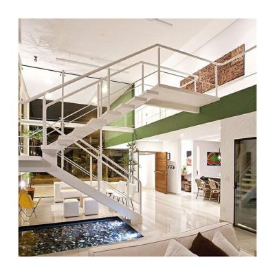 China Factory make wood stairs one beam wood tread straight floating stair for sale