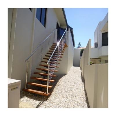 China Foshan factory steel wood structure staircase mono stringer wooden tread straight staircase for sale