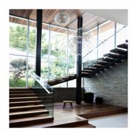 China Foshan factory steel wood structure staircase mono stringer wooden tread straight staircase for sale