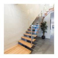 China Factory direct practical wood stair accessories central stringer wooden staircase straight stairs for sale