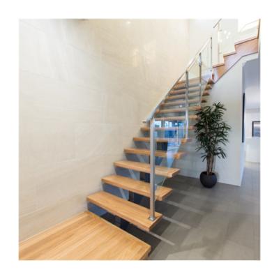 China Factory direct practical wood stair accessories central stringer wooden staircase straight stairs for sale