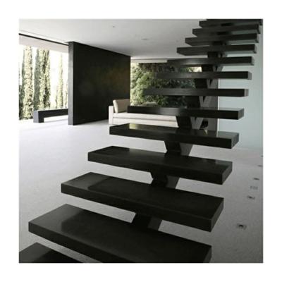 China Made in China invisible stringer wood step staircase one beam solid wooden straight staircase for sale